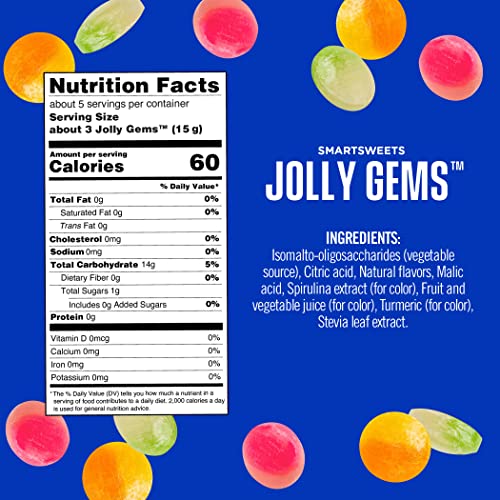 SmartSweets Jolly Gems Easter Candy, 2.5oz, Green Apple, Peach, & Pink Lemonade Flavors, Hard Candy With Low Sugar, Low Calorie, Free From Sugar Alcohols, No Artificial Colors Or Sweeteners