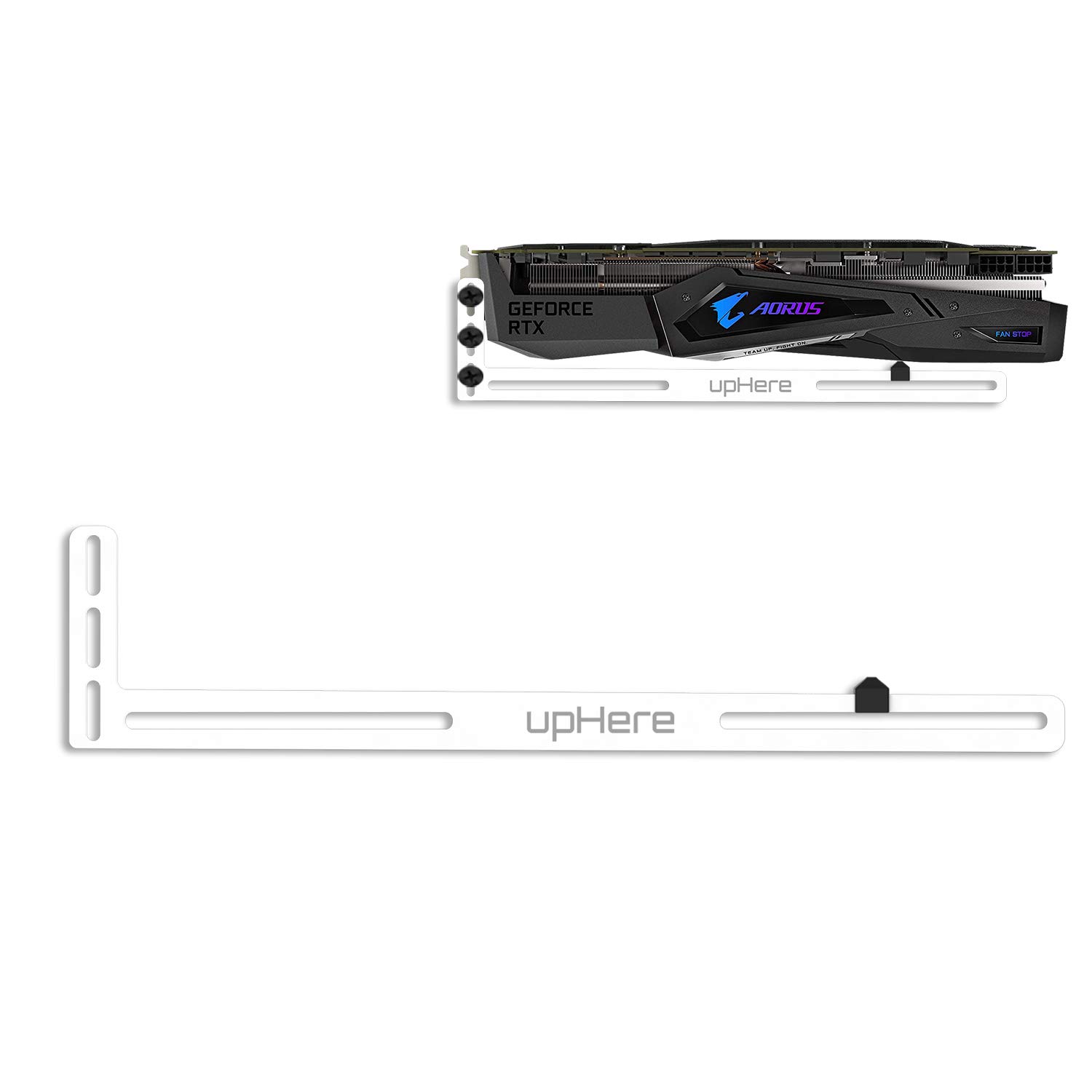 upHere Graphics Card GPU Brace Support Video Card Sag Holder/Holster Bracket, Anodized Aerospace Aluminum, Single or Dual Slot Cards- White(GL04)
