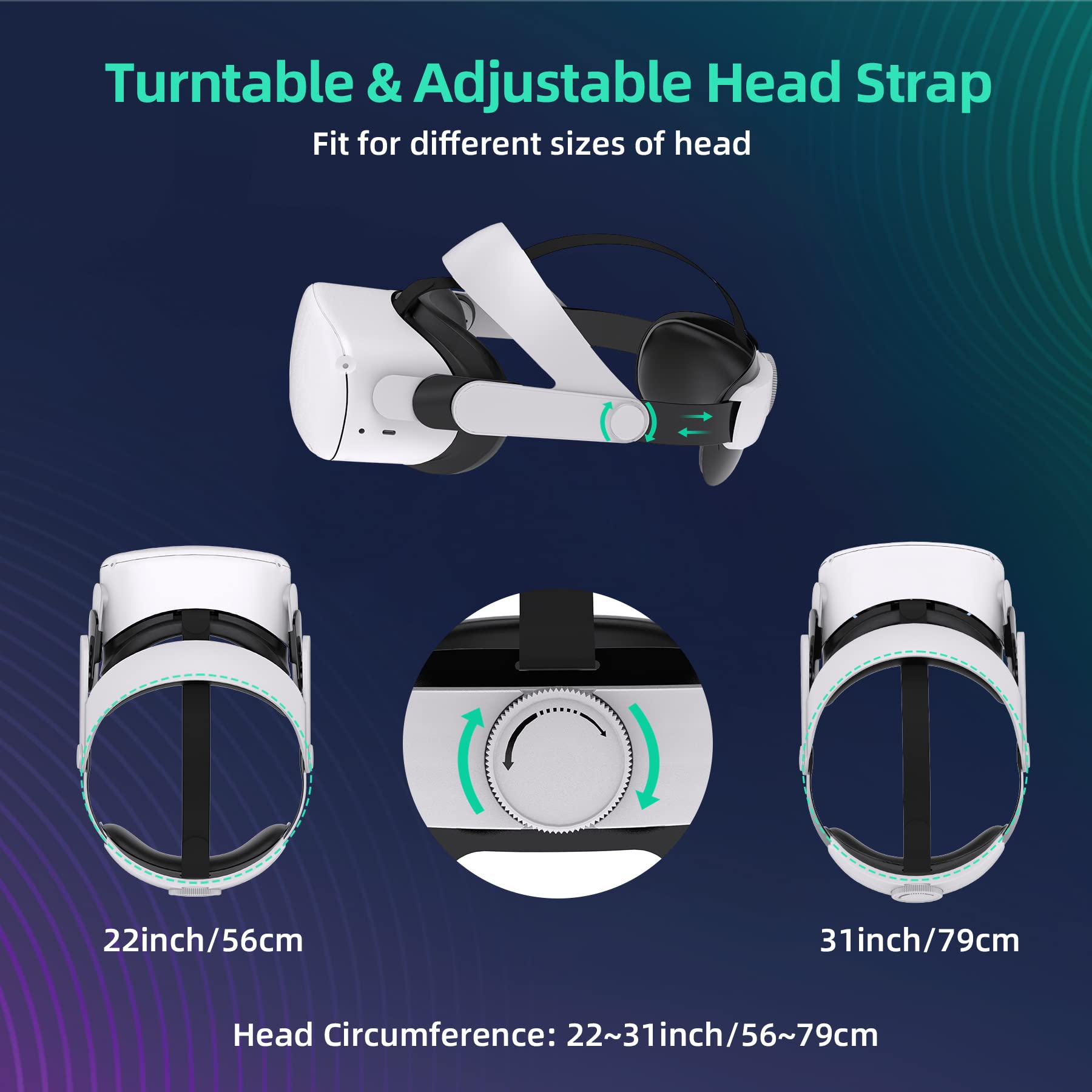 SEVENKA Head Strap for Meta Oculus Quest 2, Replacement for VR Headset Elite Strap with Silicone Face Cover, Lightweight VR Accessories, Enhanced Support and Comfort in VR, Reduce Head Pressure