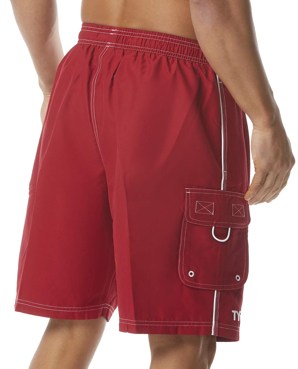 TYR Men's Standard Guard Challenger Swim Short, Red, Large