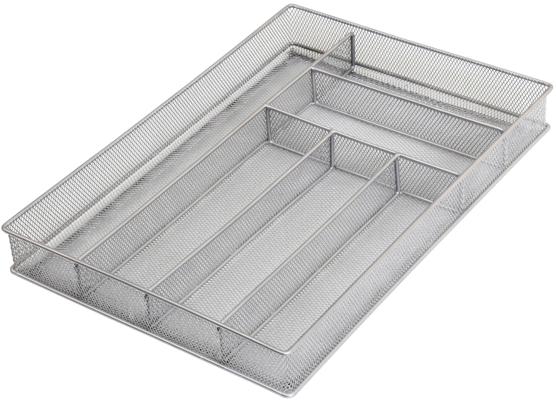 YBM Home Stainless Steel Silverware Tray Organizer for Kitchen Utensils, In-Drawer Cutlery Tray Mesh Utensil Drawer Organizer with 6 Compartments for Kitchen and Office