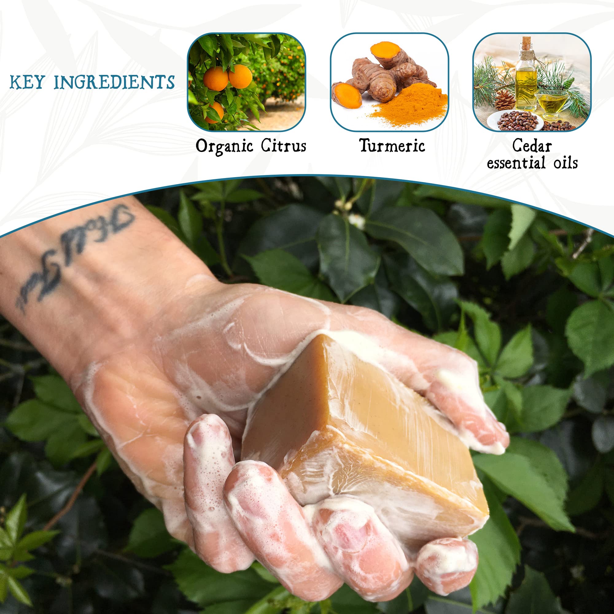 SimpleMan Soap Bar (Cedar Citrus Soap) - Men’s soap with Organic & Fair Trade Essential Oils - All Natural Manly Soap - Refreshing Bath Soap Bars - Handmade Man’s Shower Blocks (Pack of 3)