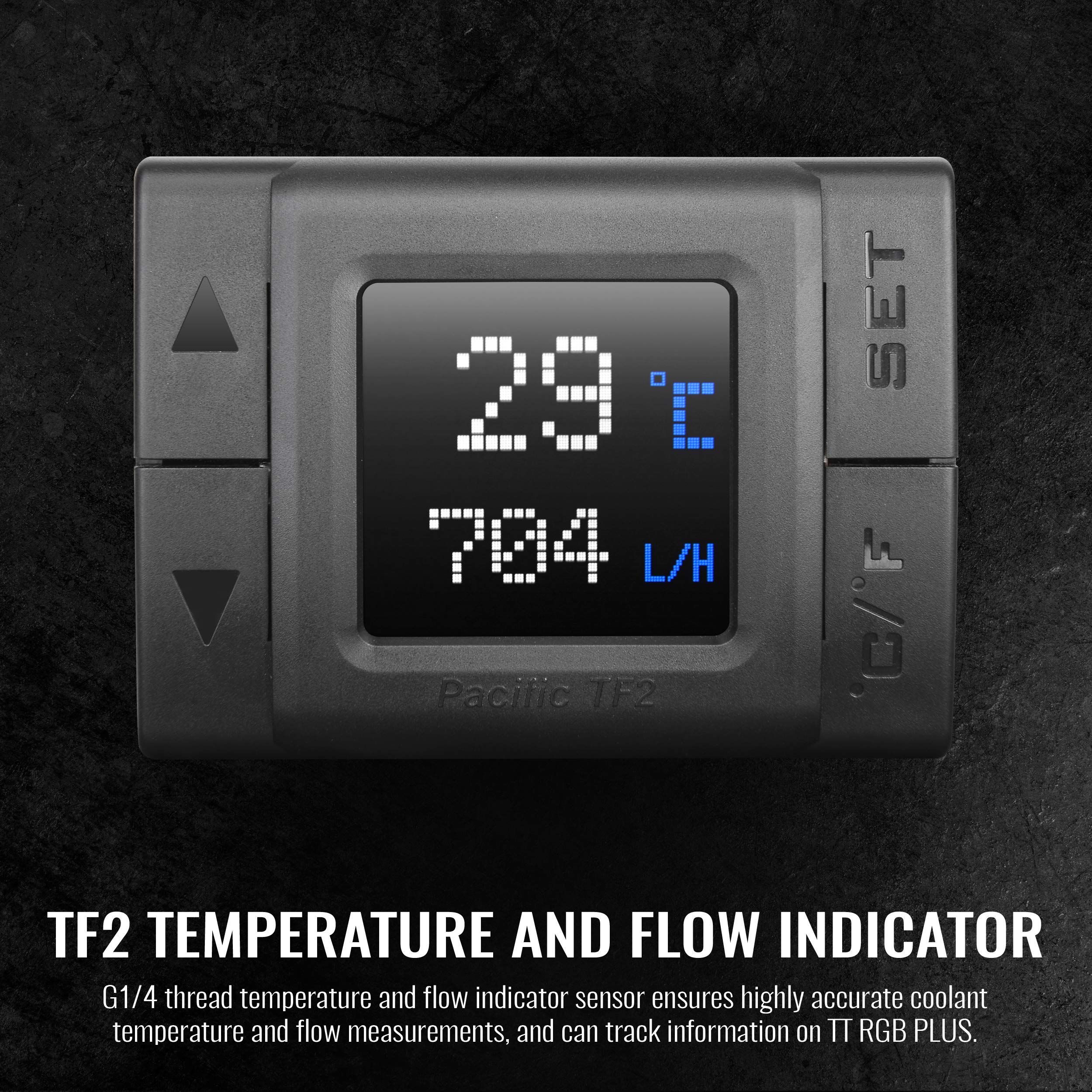 Thermaltake Pacific TF2 G1/4 Copper Core Construction TT RGB Plus Software Monitoring Celsius/Fahrenheit Temperature and Flow Indicator CL-W275-CU00SW-A