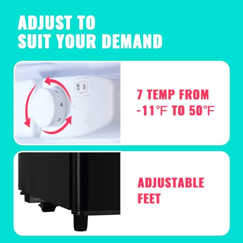 WANAI Small Refrigerator with Freezer 3.5 Cu.Ft Mini Fridge with Freezer on Top Double Door Small Fridge for Bedroom Dorm Room College Office Black