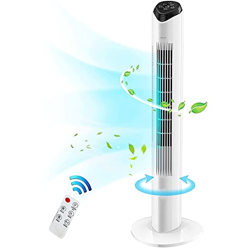 WANAI Tower Fan Oscillating Fan with Remote Portable Quiet Stand Up Fan 3 Speed Sleep Mode 15-Hour Timer LED Display 42-Inch Suitable for Children Bedroom and Office Use