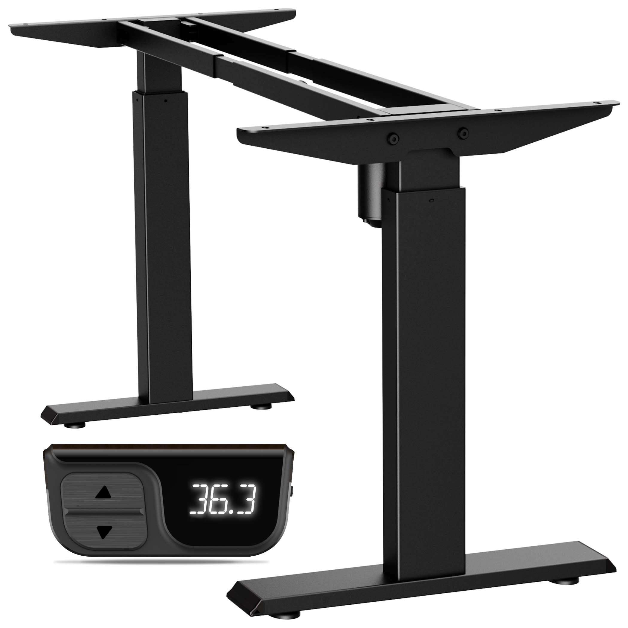 Ursetup Electric Standing Desk Frame with Compact Controller, Height Adjustable Rising Table Legs, Sit Stand up Desk Frame with Sturdy Dual Beam, Ergonomic Standing Desk Base for Home & Office Table