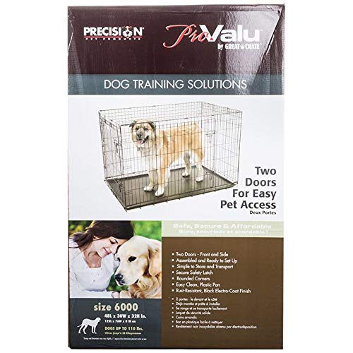 Precision Pet Products Two Door Provalue Wire Dog Crate, 48 Inch, For Pets 90-125 lbs, With 5-Point Locking System