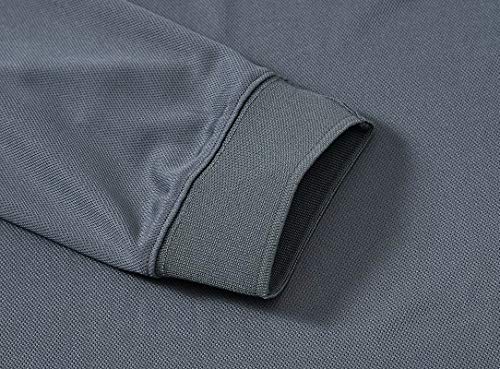 Tyhengta Mens Polo Shirt Long Sleeve Quick Dry Performance Lightweight Tactical Shirts Gray X-Large