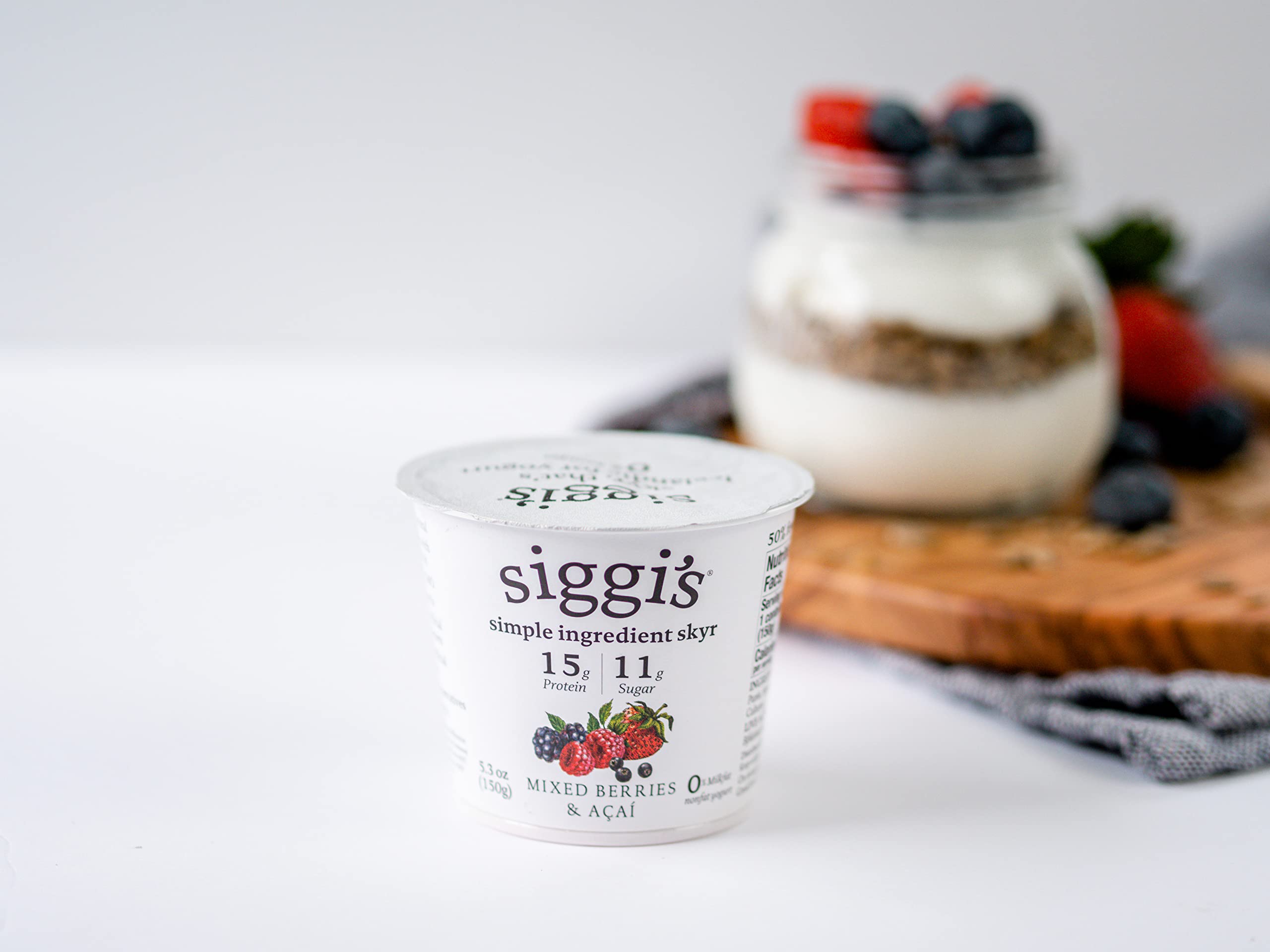 siggi's® Icelandic Strained Nonfat Yogurt, Acai Mixed Berry, 5.3 oz. Single Serve Cup – Thick, Protein-Rich Yogurt