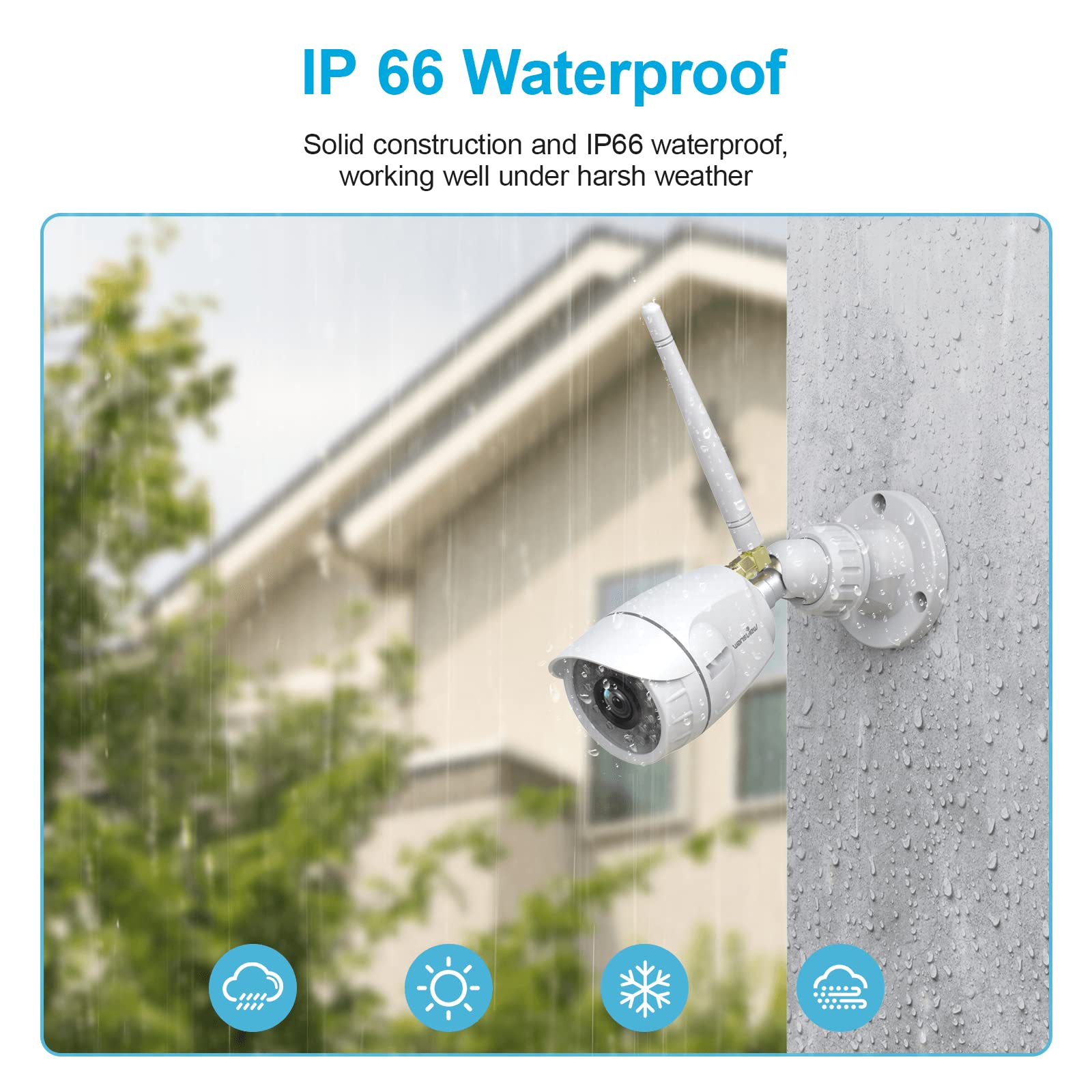 wansview Outdoor Security Camera, 1080P Wireless WiFi Home Surveillance Waterproof Camera with Night Vision, Motion Detection, Remote Access, Compatible with Alexa-W4, White