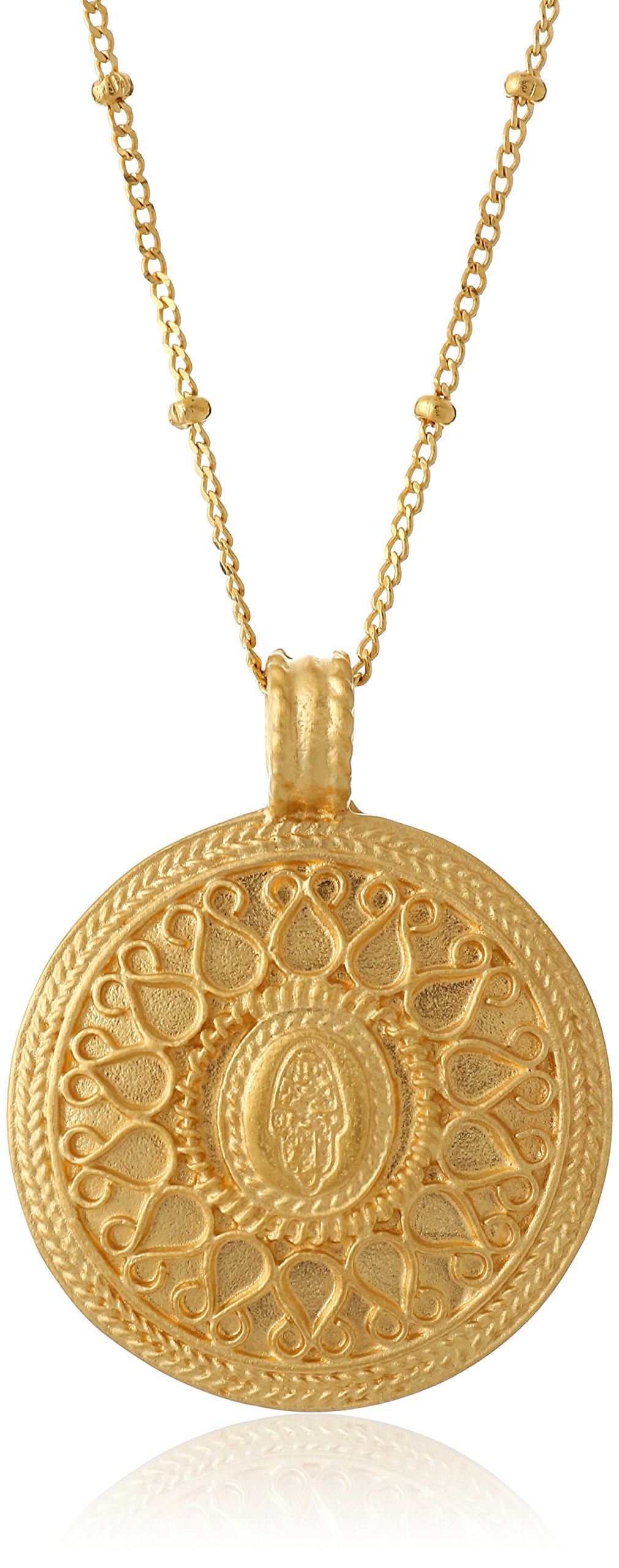Satya Jewelry Gold Hamsa Mandala womens Pendant Necklace (24-Inch)
