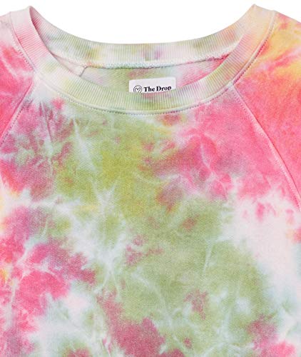 The Drop Women's Caroline Raglan Long Sleeve Fleece Sweatshirt Sweater, -Neon Tie Dye, XXL