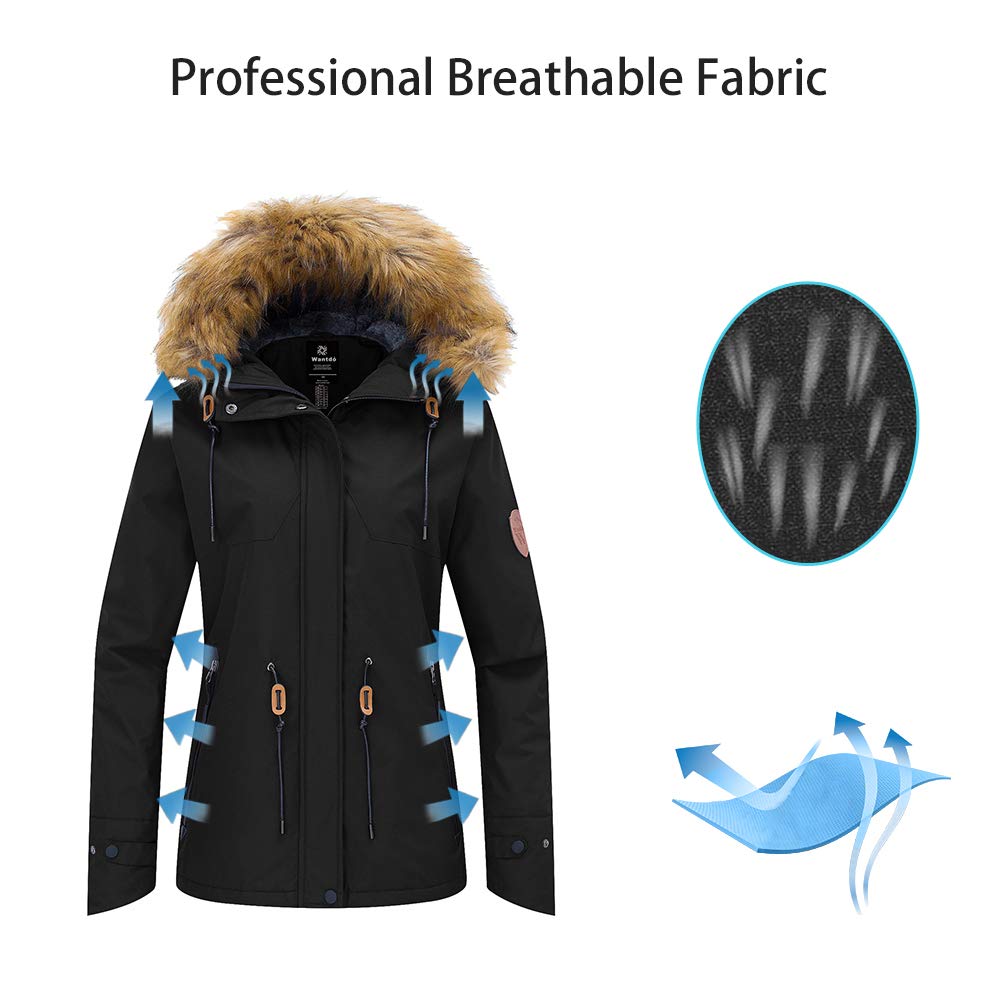 wantdo Women's Winter Coats Mountain Skiing Jacket Softshell Snowboarding Coat Dark Gray S