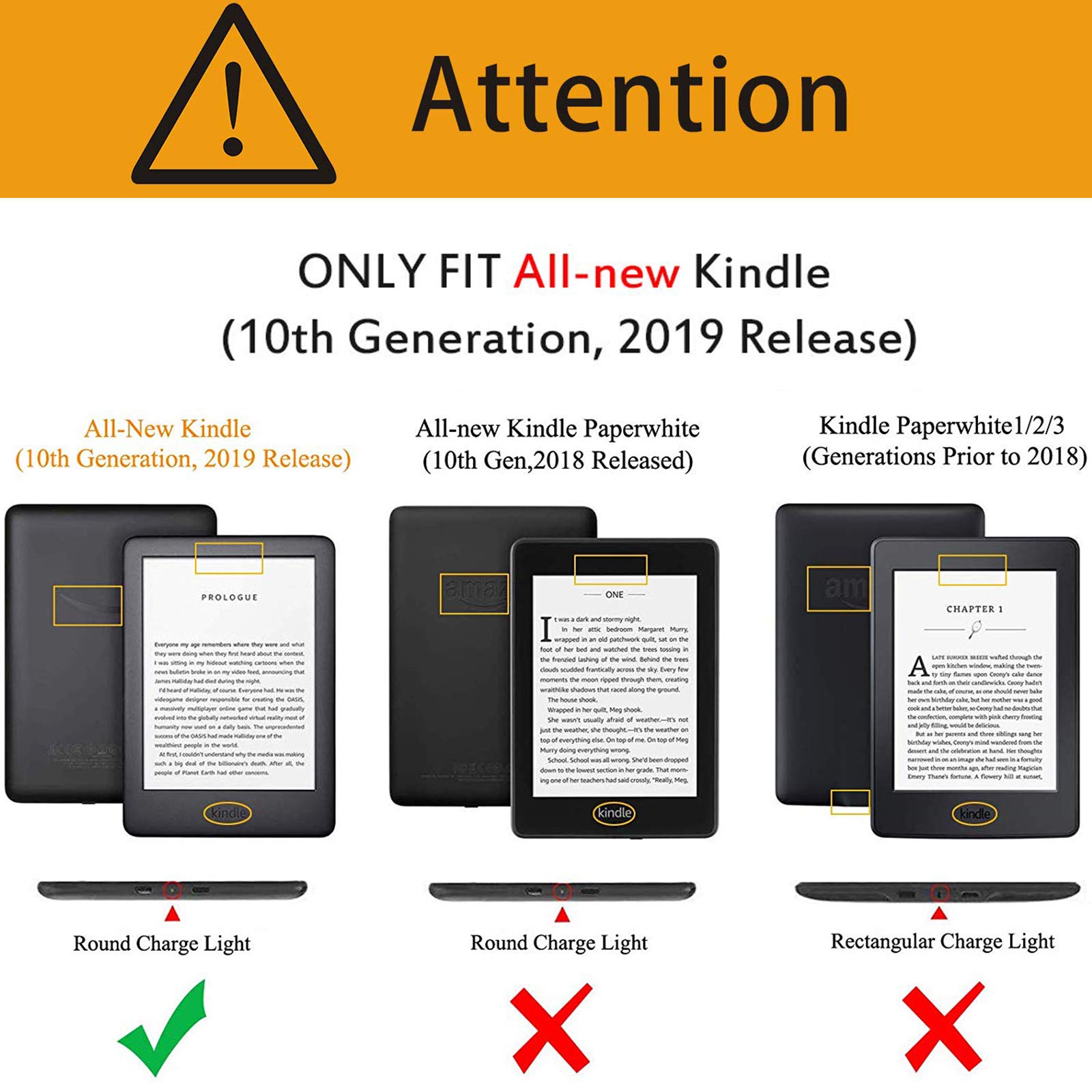 Tkkie Slimshell Case for Amazon Kindle 2019 Only - Lightweight Cover with Auto Wake / Sleep for Amazon Kindle E-Reader 6" (Not Fits Paperwhite 10th Gen 2018),Books