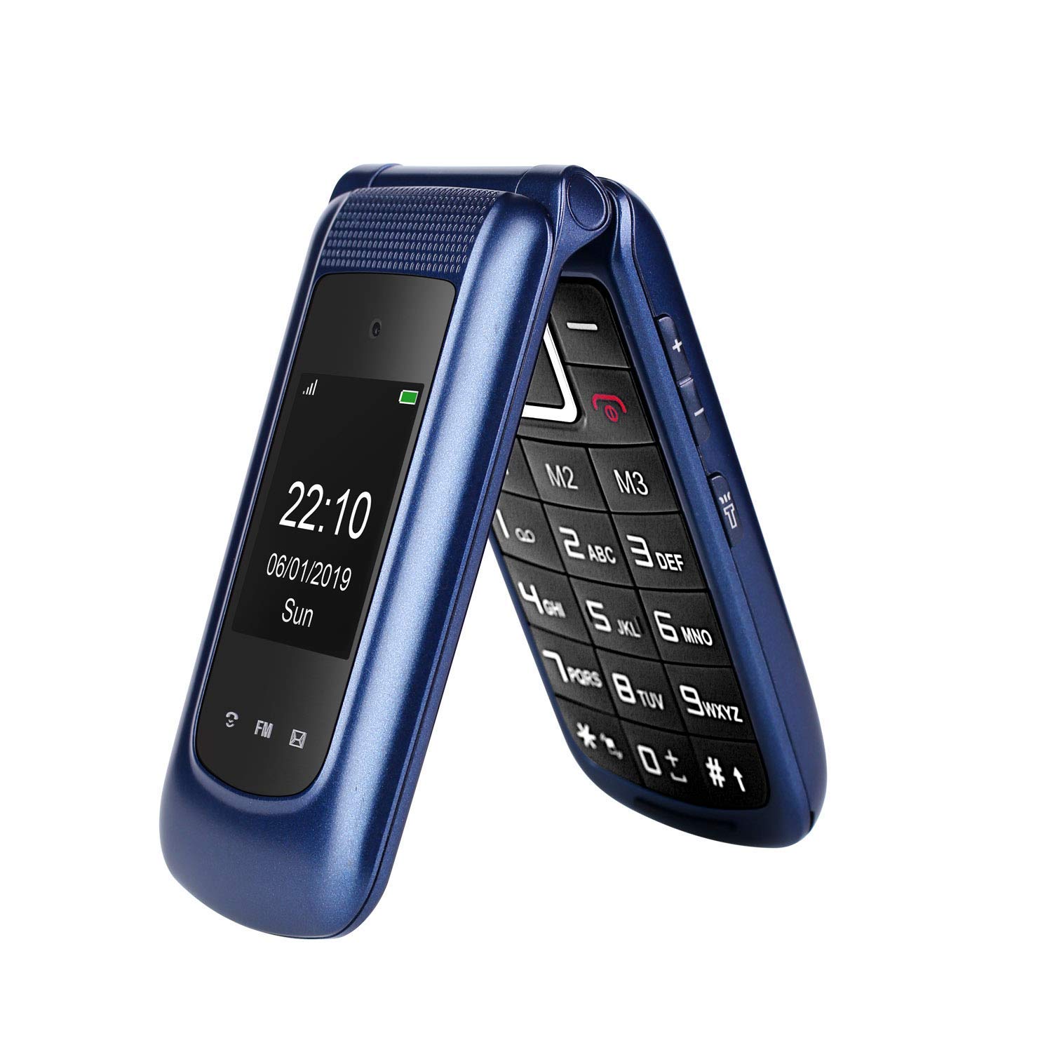 Uleway Flip Cell Phone 3G Unlocked, 2.4"+ 1.8" Dual Display,Big Button Dual SIM Senior Cell Phone,Large Volume &SOS Key Feature Phone for Seniors ATT Compatibility(Blue)