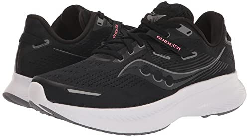 Saucony Women's Guide 16 Sneaker, Black/White, 7.5