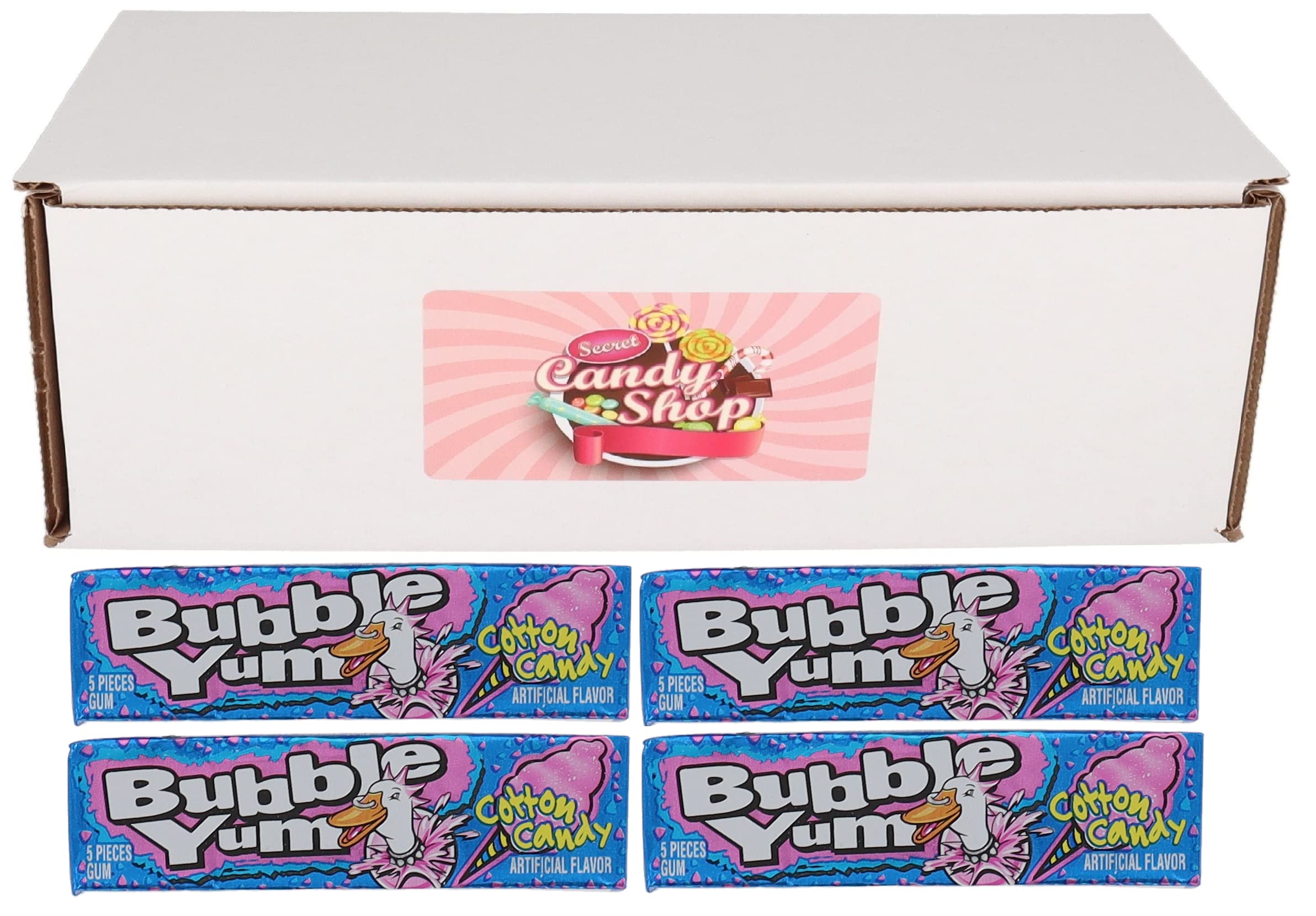 SECRET CANDY SHOP BUBBLE YUM Bubble Gum (Cotton Candy) (Pack of 4. Total 20 Gum Pieces)