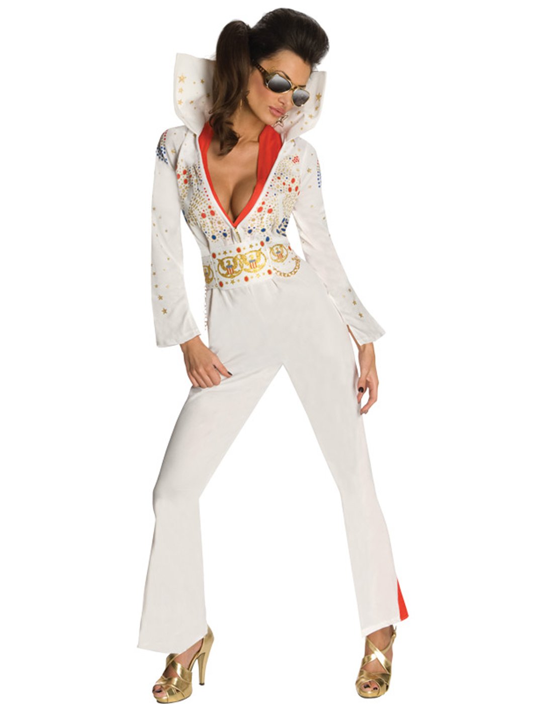 Secret Wishes womens Women's Elvis Costume Jumpsuit Party Supplies, As Shown, Small US