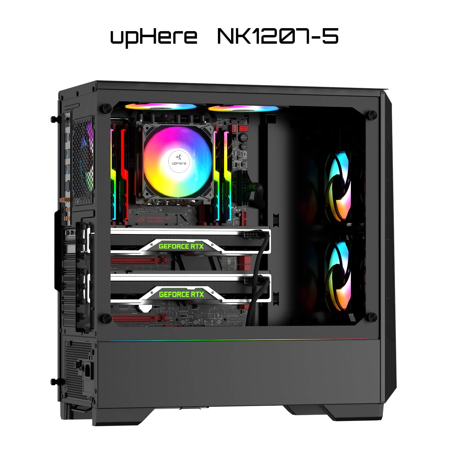 upHere 120mm Black ARGB Computer Case Fans 5-Pack,High Performance Cooling 4pin PWM CPU Fan Low Noise Hydraulic Bearing Long Life Up to 40,000 Hours,Compatible with Desktop,NK1207-5