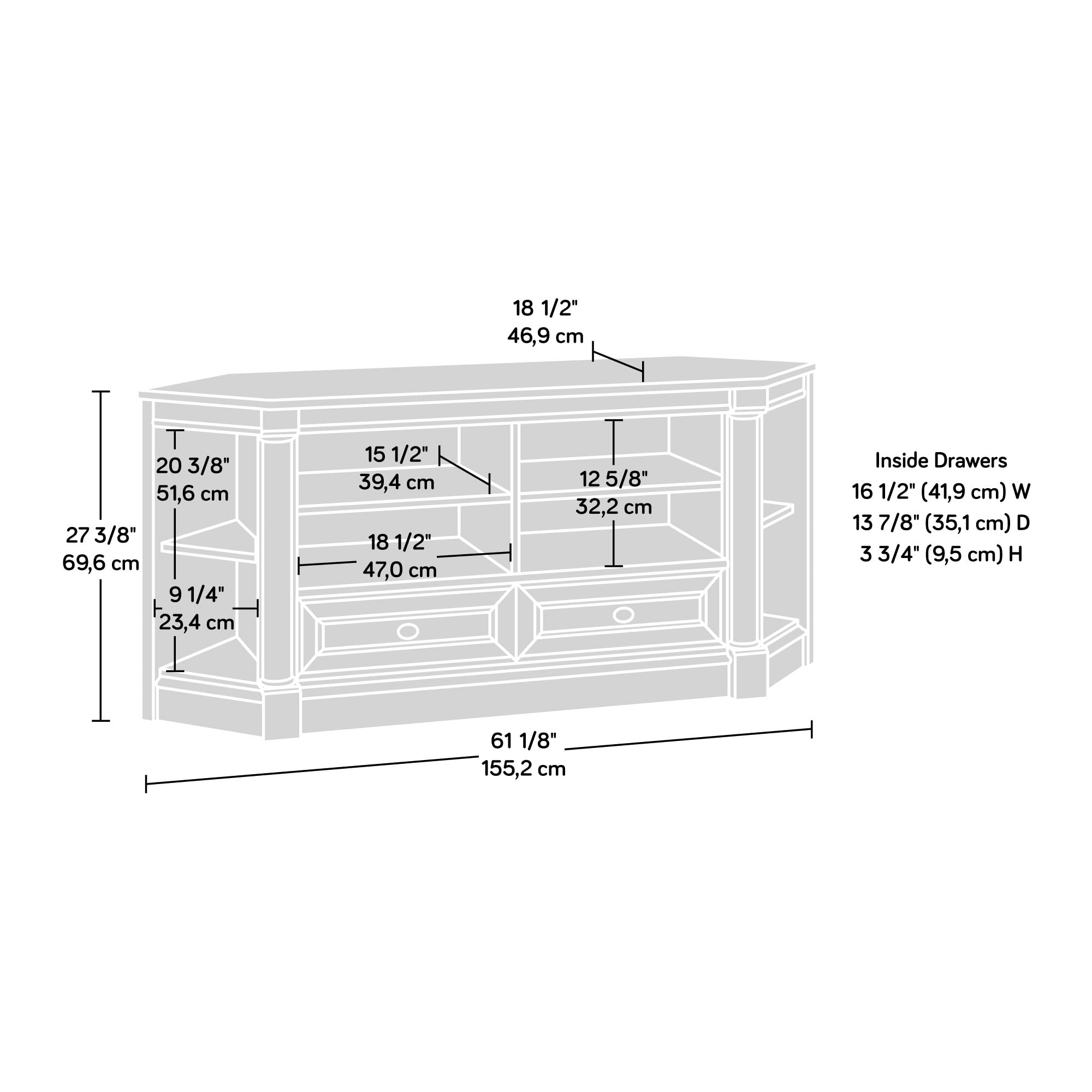Sauder Palladia Entertainment Credenza, For TVs up to 60", Select Cherry finish