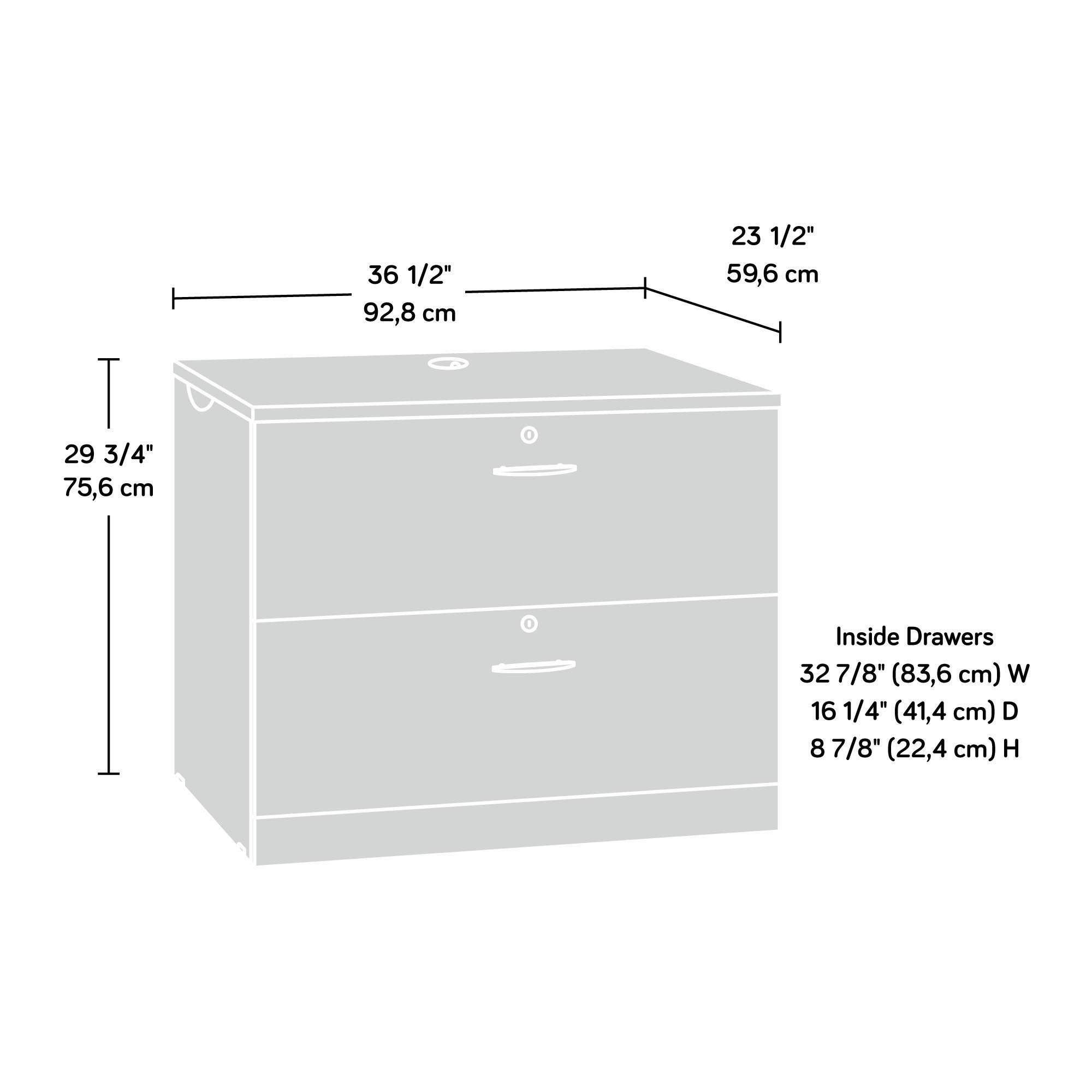 Sauder Via Collection Lateral File, L: 36.54" x W: 23.47" x H: 29.76", Classic Cherry