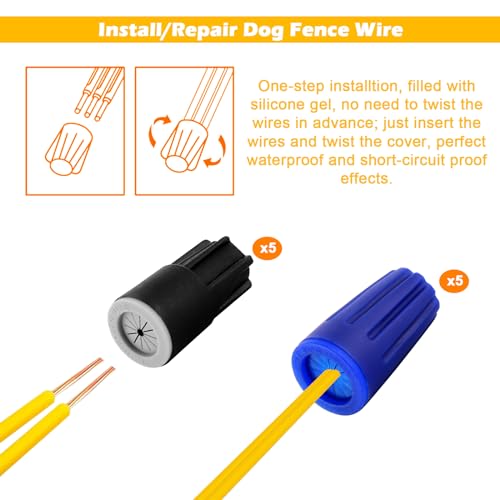 Underground Wire and Wire Splice Kits, Compatible for Dog Fence System Wireless, Including 500 FT Boundary Wire, Wire Splice Kit, Border Flags, Extend Your Fence Boundary and Pet Safe Training