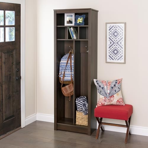 Prepac Space-Saving Entryway Hall Tree, 13Lx23.5Wx72.5H, Espresso