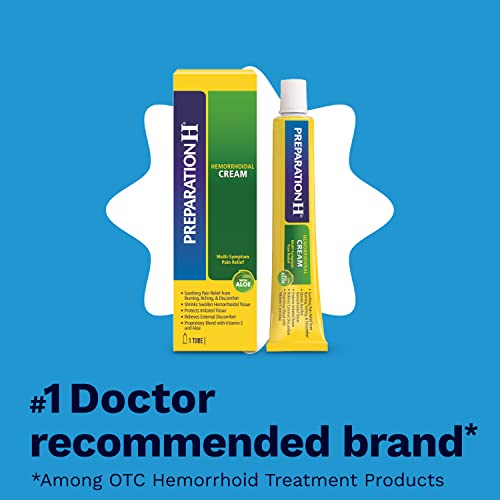 Preparation H Hemorrhoid Symptom Treatment Cream (2 x 1.8 Ounce Tube), Maximum Strength Multi-Symptom Pain Relief with Aloe