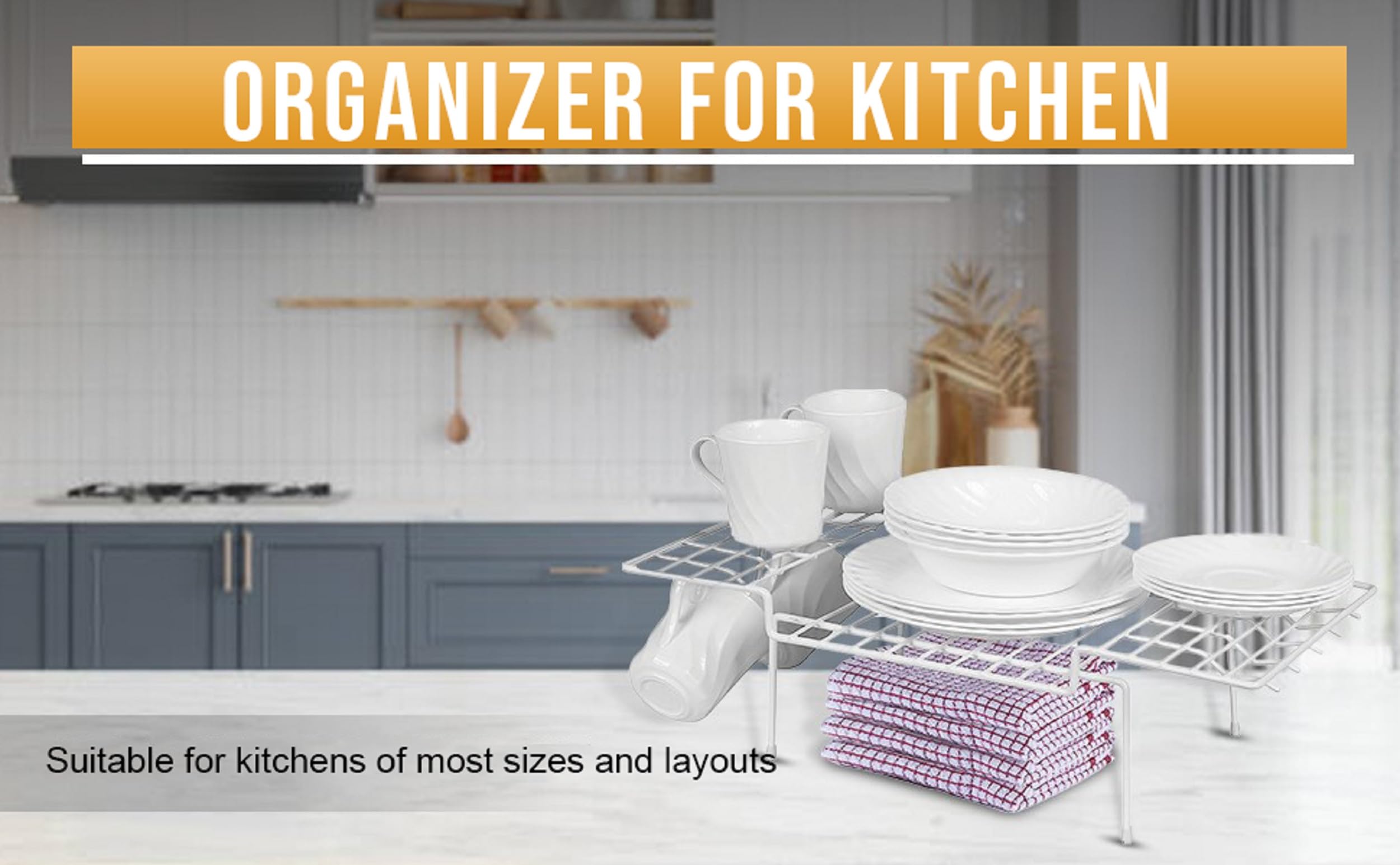 Ybm Home Wire Kitchen Counter and Cabinet Helper Shelf, Shelf Storage Organizer White 2214 (1)
