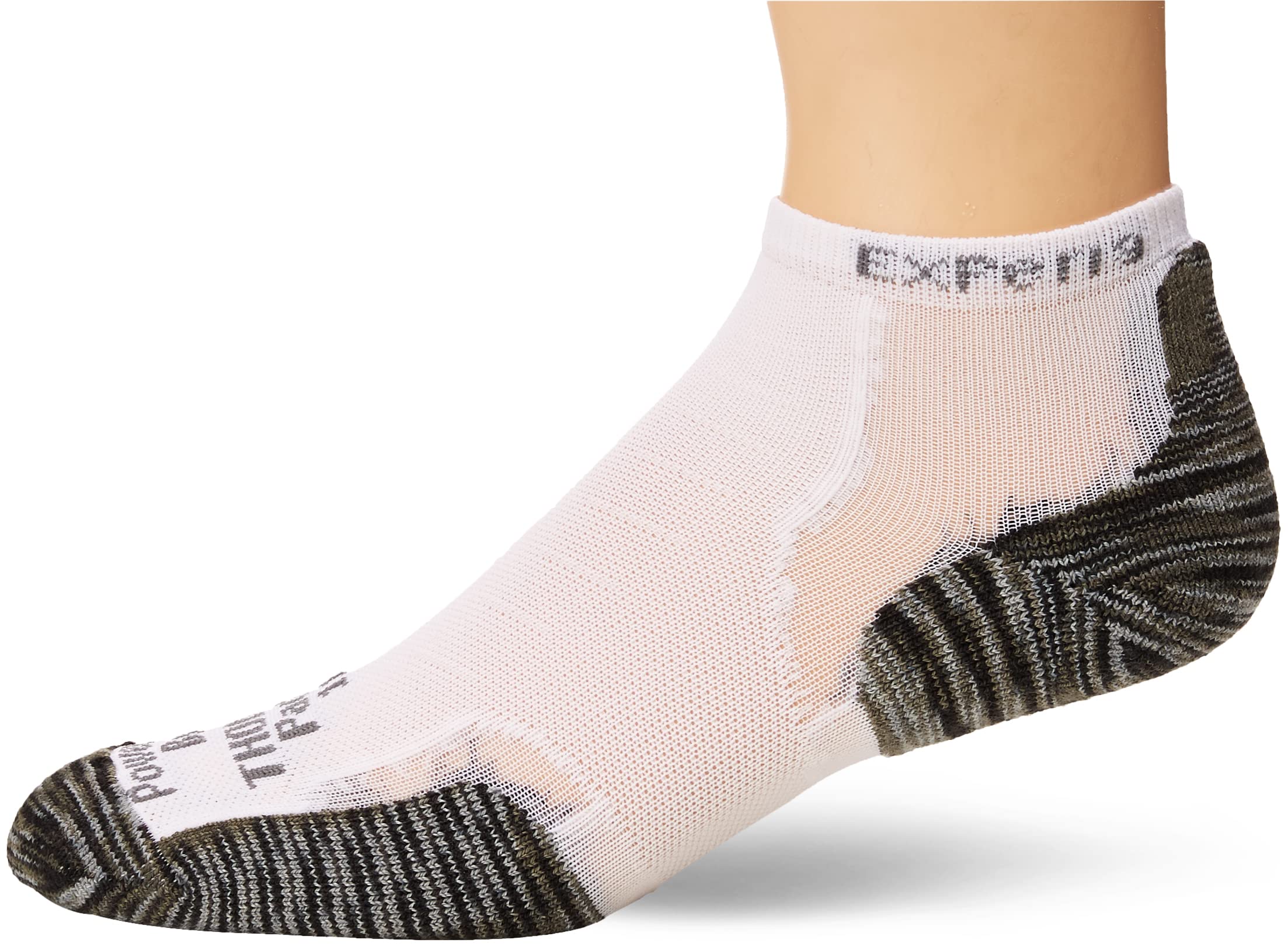 thorlos Experia Unisex XCCU Thin Cushion Running Low Cut Sock, Tiger Paw White/Grey, Large