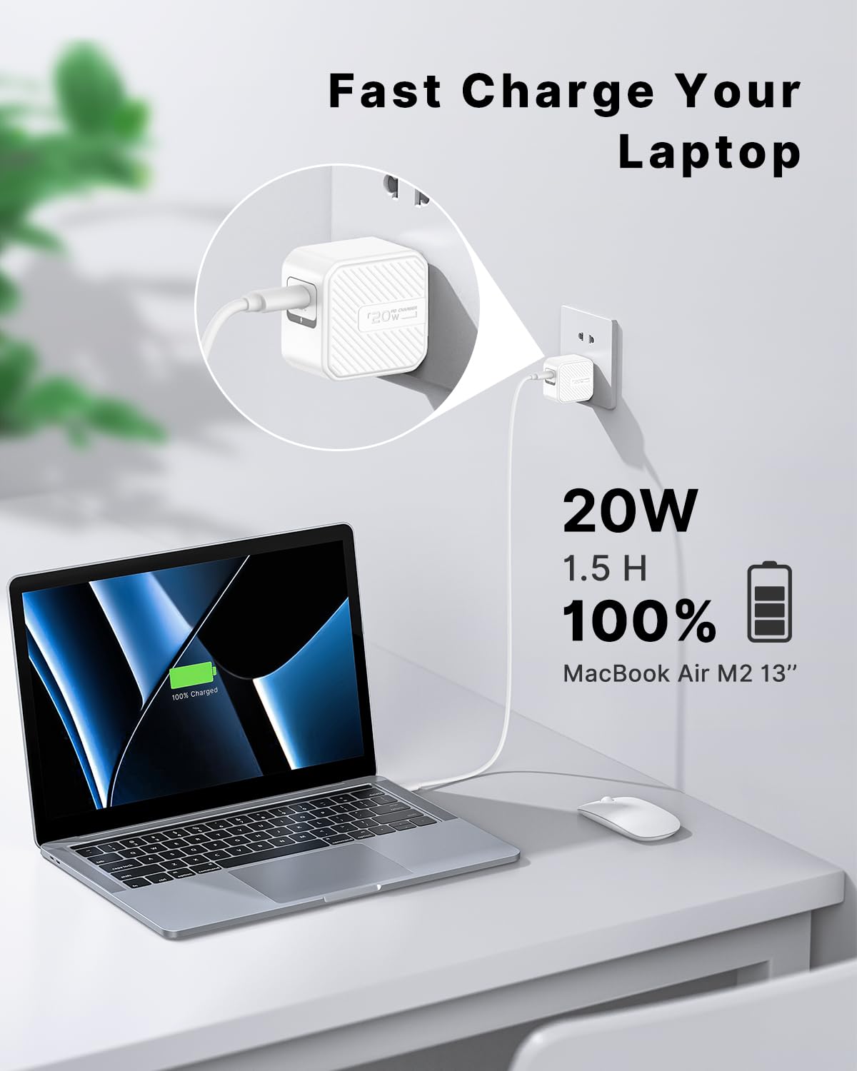 USB C Charger Block, iPad USB C Block 20W 2Pack USB C Wall Charger iPhone Fast Charging Plug Type C Wall USBC Power Adapter for iPhone 15 14 13 12