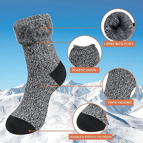 Thermal Socks for Men Thick Insulated Heated Socks Winter Warm Socks for Cold Weather(Gray)