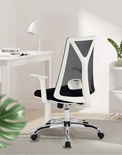 YOUNIKE Office Chair Mesh, Computer Task Desk Chair with Armrests Swivel Casters for Home Office Conference(White)