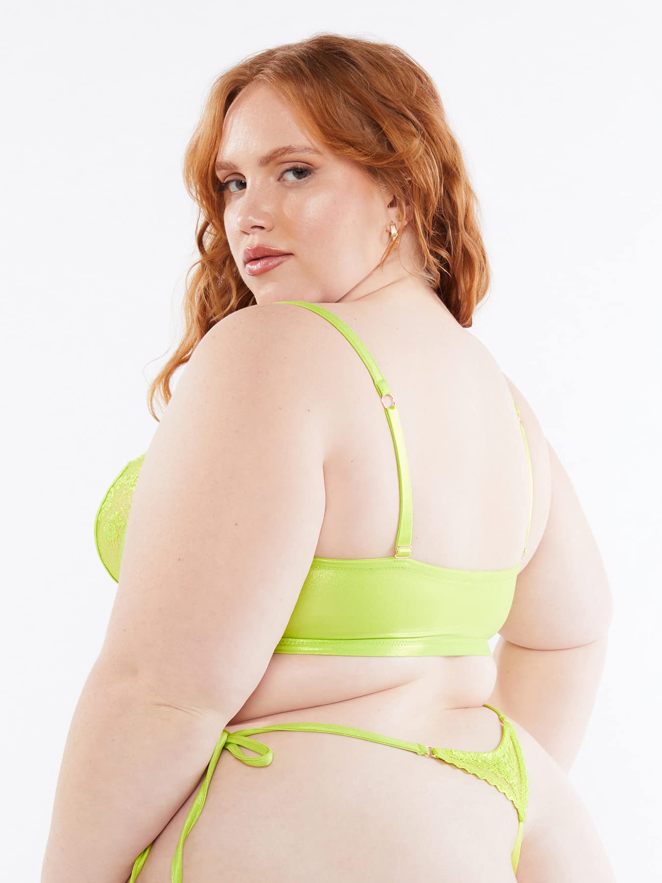 Savage X Fenty, Women's, Caged Lace Front-Closure Bralette, Fuji Apple Green, XL