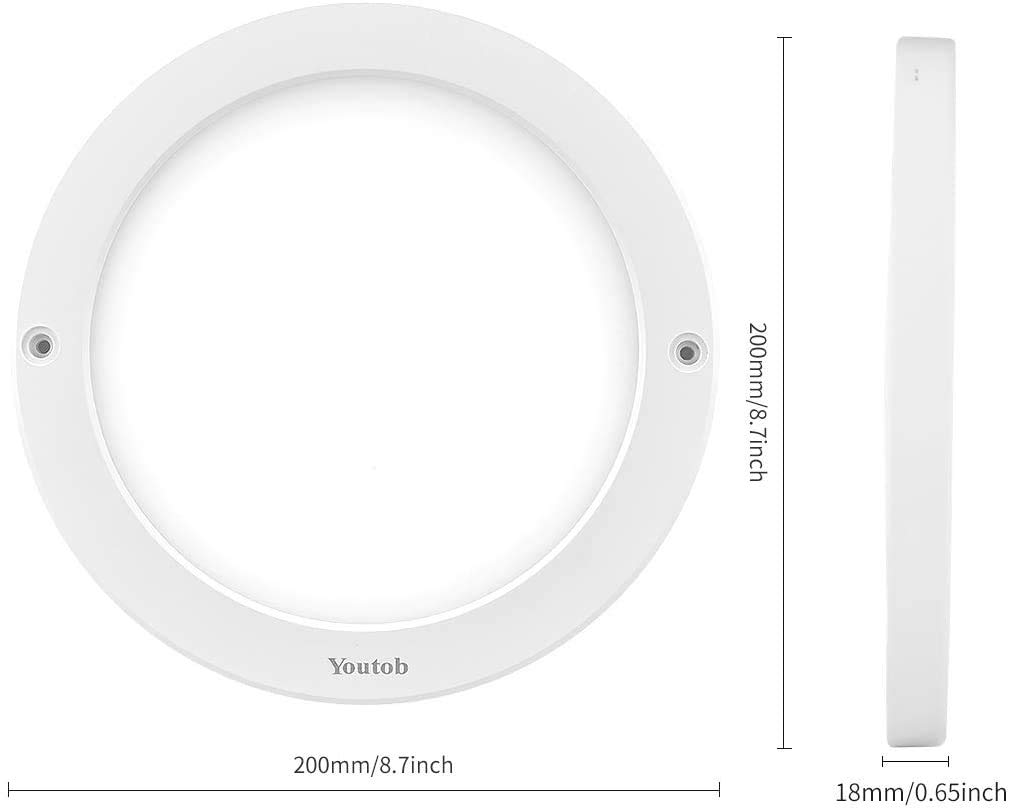 Youtob LED Flush Mount Ceiling Light, 15W 100 Watt Equivalent, 1200lm White Round Lighting Fixture for Kitchens, Closets, Stairwells, Basements, Hallways, Laundrys(Cool White 4000K-White)