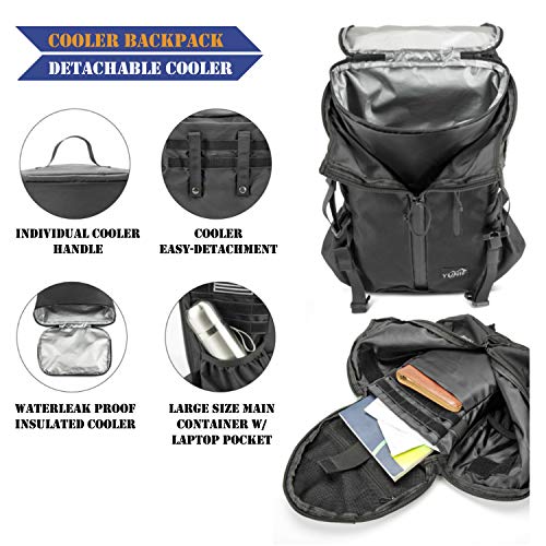 YUNIC Cooler Backpack 26L Insulated Lightweight Tactical Assault Pack Water and Tear Resistant Large Capacity for Daily and Outdoor Activities (Black)