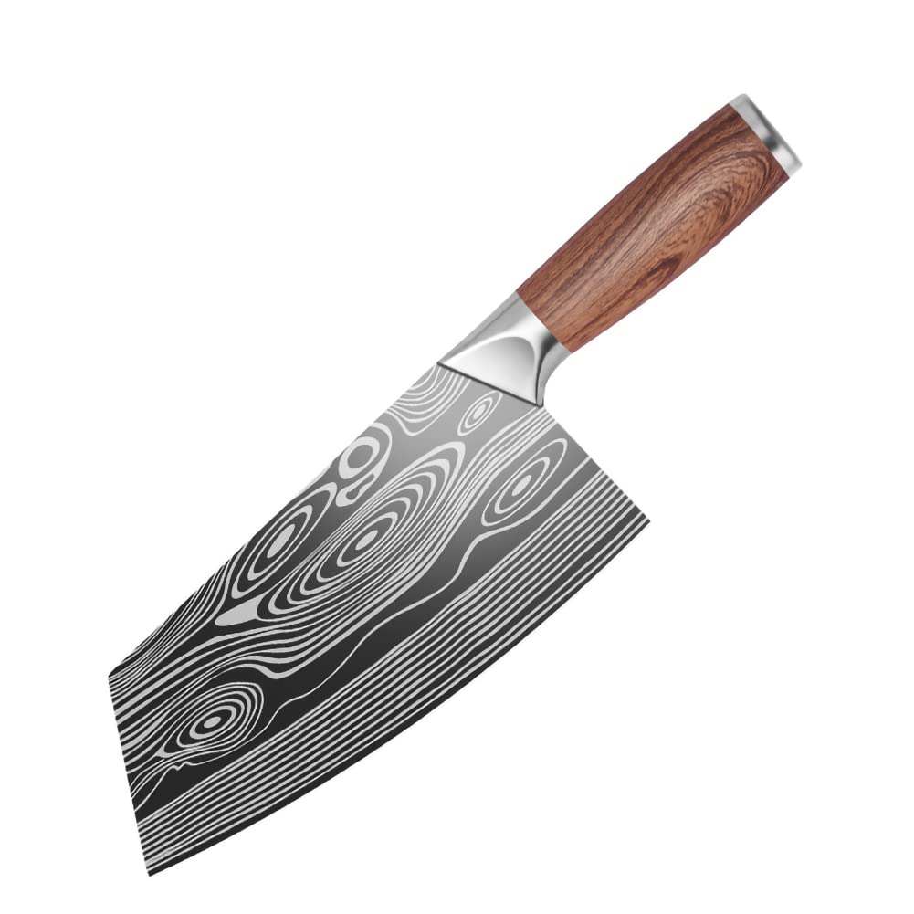 XaoYao Cleaver Knife 8 Inches Vegetable Meat Cleaver, Chopper, Butcher Knife Stainless Steel Chinese Chef Knife, for Home and Restaurant Silver