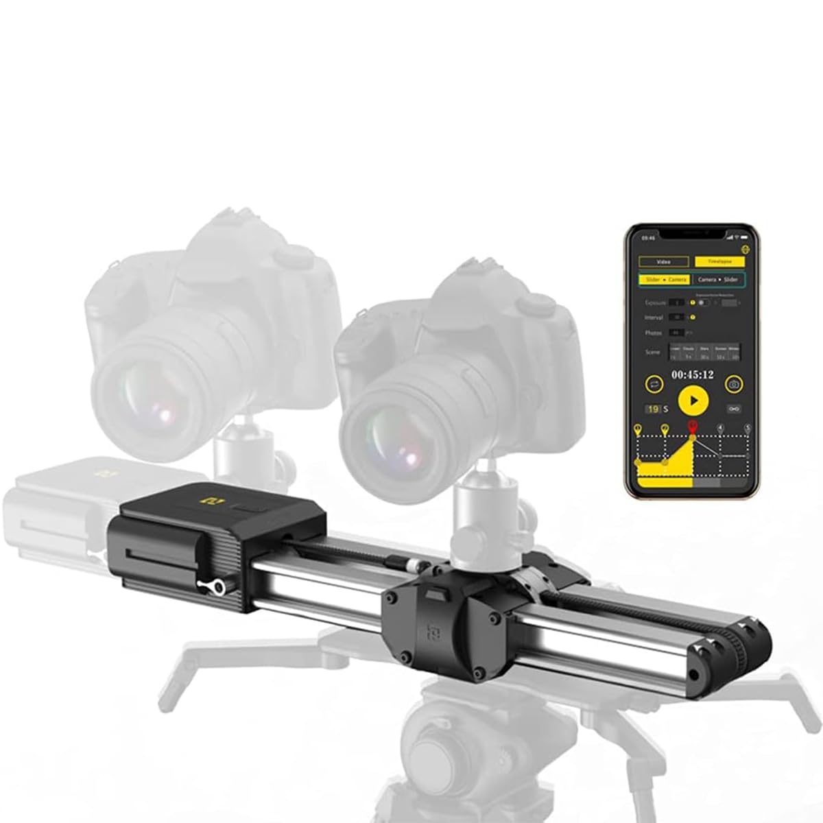 Zeapon Motorized Micro 2 Camera Slider, Travel Distance 52cm/20in, 4.5KG All-Direction Carrying Capacity, 39 Decibels Motor, 3 Adjustable Speeds, Power-Off Protection, APP Supported Android & iOS