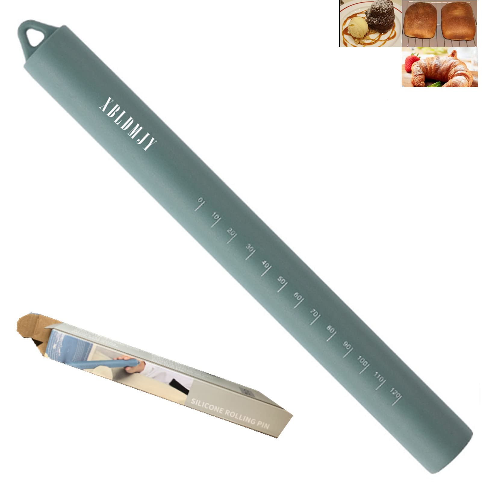 XBLDMJY Small Silicone French Rolling Pin, Silicone Steel Rolling Pin, Non Stick Roller For Dough, Mini Dough Roller, Rolling Pins For Baking,Fondant rollers.(10.23×1.02"/26×2.6cm/Green)