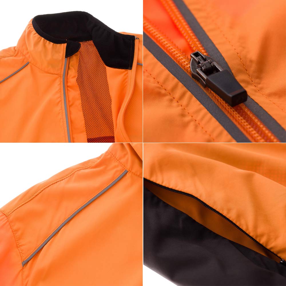 YVO Cycling Raincoat, Rain Jacket Waterproof Coat Windproof Raincoat, Lightweight, Back Breathable Mesh & Reflective Strip & Pockets Design, Unisex for Men Women Adults Teens (Orange, Medium)