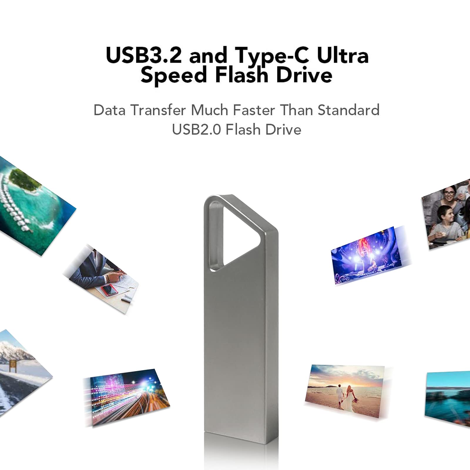 USB Flash Drive 256GB USB 2.0 Thumb Drive Jump Drive Metal Memory Stick Flash Memory Stick 256GB with Rotated Design, Ultra High Speed Thumb Drive 【Silver】