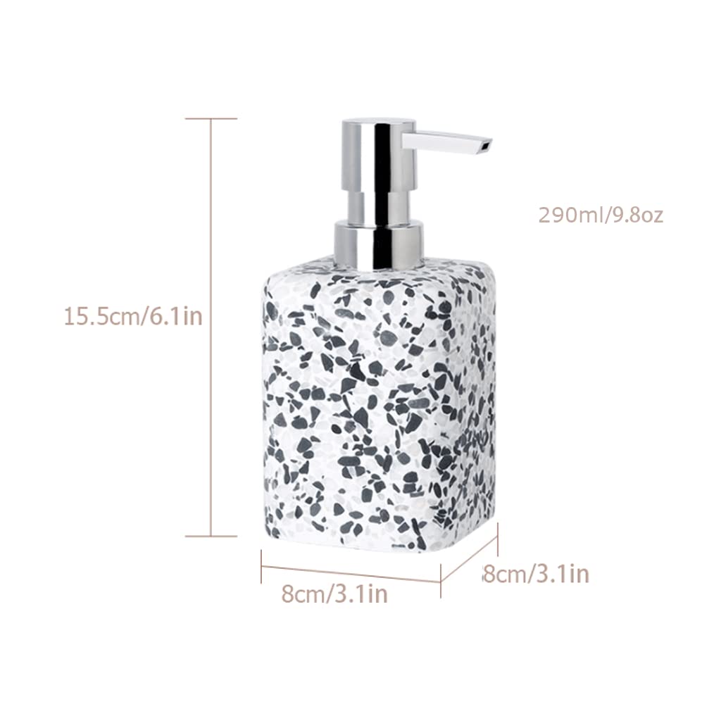UTOYA Durable Pink Terrazzo soap Dispenser,3pcs-Bathroom Accessory Set,Home Vanity Countertop Fashion Décor-Toothbrush Holder,Storage Box,Tray Replacement