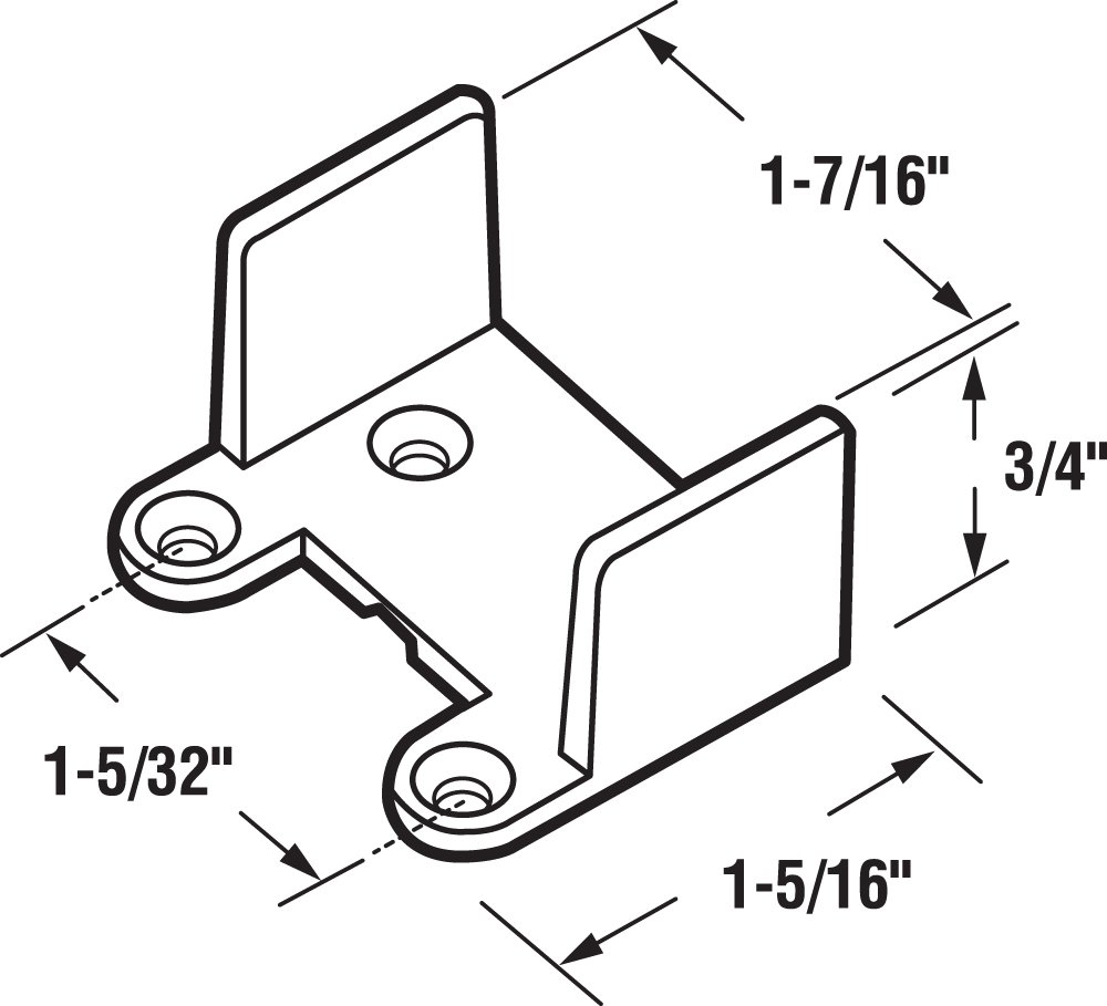 Prime-Line N 6565 Sliding Closet Door Floor Guide, 1-3/8 In. Doors, 3/4 In. Tall (Single Pack)
