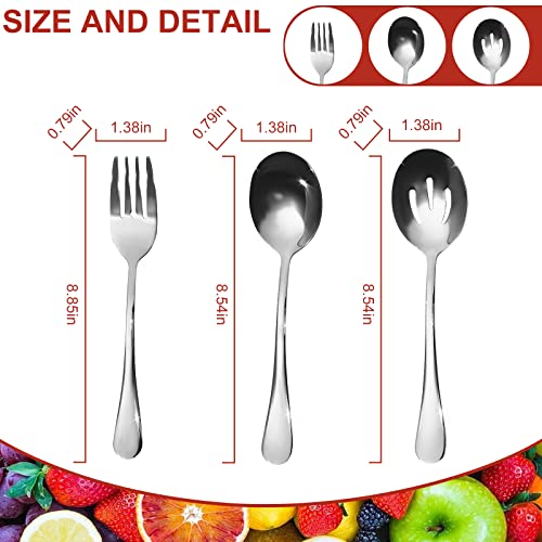 Serving Spoons Set(2023 New)Stainless Steel Serving Utensils Include Serving Spoon Slotted Spoon Serving Forks for Buffet, Parties, Catering and More (Silver)