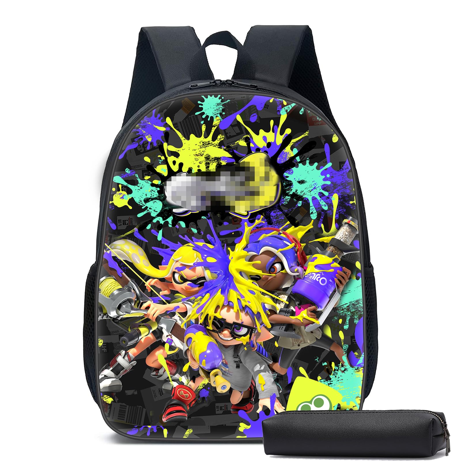WRIGM Anime Backpacks for Kids, 3D Printed Casual Cartoon Bookbag with Pencil Case Large Capacity 17 Inch Laptop Bag 4