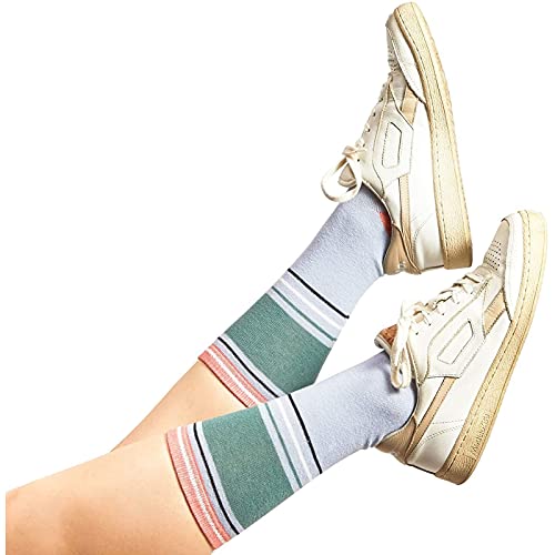 Zodaca Retro Striped Crew Ankle Socks for Women (7 Pairs)