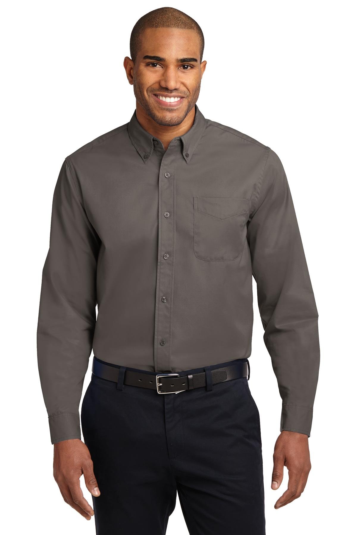 Port Authority Long Sleeve Easy Care Shirt, Bark, L