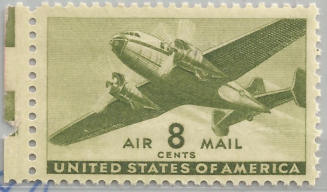 US STAMPS US 8 C TWIN MOTOR TRANSPORT AIRMAIL SCOTT C26 1941
