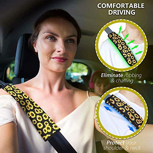 UZZUHI Seat Belt Covers Cow Print Universal 2 Pack Strap Cushion Shoulder Protector,Soft Comfort Seat Belt Pads for Kids and Adults,Black and White