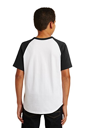SPORT-TEK Youth Short Sleeve Colorblock Raglan Jersey F20 White/Black